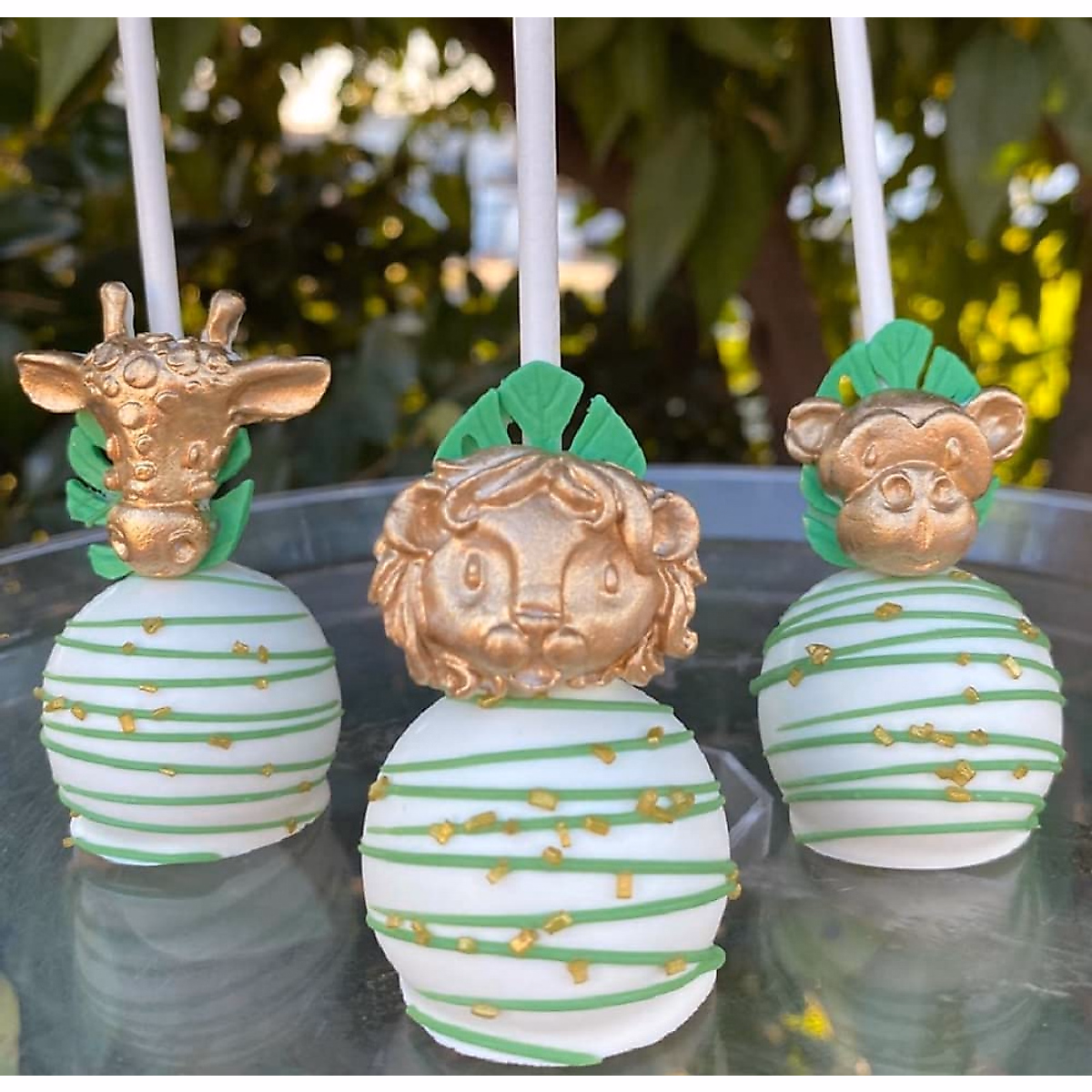 JeVenis 2 PCS Jungle Safari Animal Cake Mold Jungle Safari Animal Cupcake Decoration Jungle Safari Animal Cake Decoration Palm Leaves