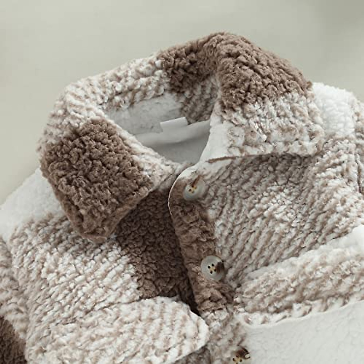 BULINGNA Toddler Baby Girl Boy Plaid Fleece Coat Lapel Collar Button Down Jacket Infants Fall Winter Warm Outwear (as1, age, 6_months, 12_months, Khaki, 6-12 Months)