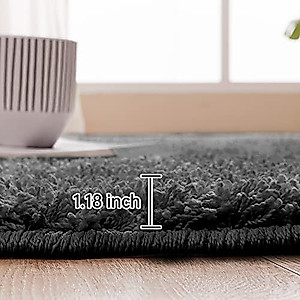 COZYLOOM Large Shag Area Rug, 9 x 12 Luxury Soft Shaggy Rug, Plush Fluffy Indoor Floor Carpet Cozy Solid Modern Rug Anti-Skid Bedroom Floor Cover Living Room Nursery Throw Carpet Dark Grey