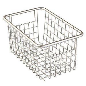 iDesign Forma Metal Wire Pantry Storage Organizer Bin with Handles, Container for Food, Drinks, Produce Organization , 10.24" x 6.24" x 5.06", Satin Silver,69565