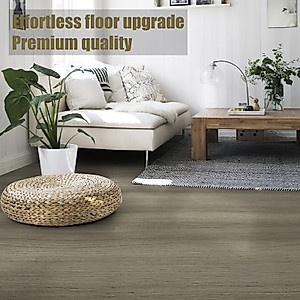 WIFEA Vinyl Flooring Roll 23.6"x 118"/19 Sq.Ft, Wood Grain Self Adhesive Vinyl Floor Tiles Wear-resistant and Waterproof Vinyl Plank Flooring for Bedroom Living Room Office Balcony RV, Smoke Gray