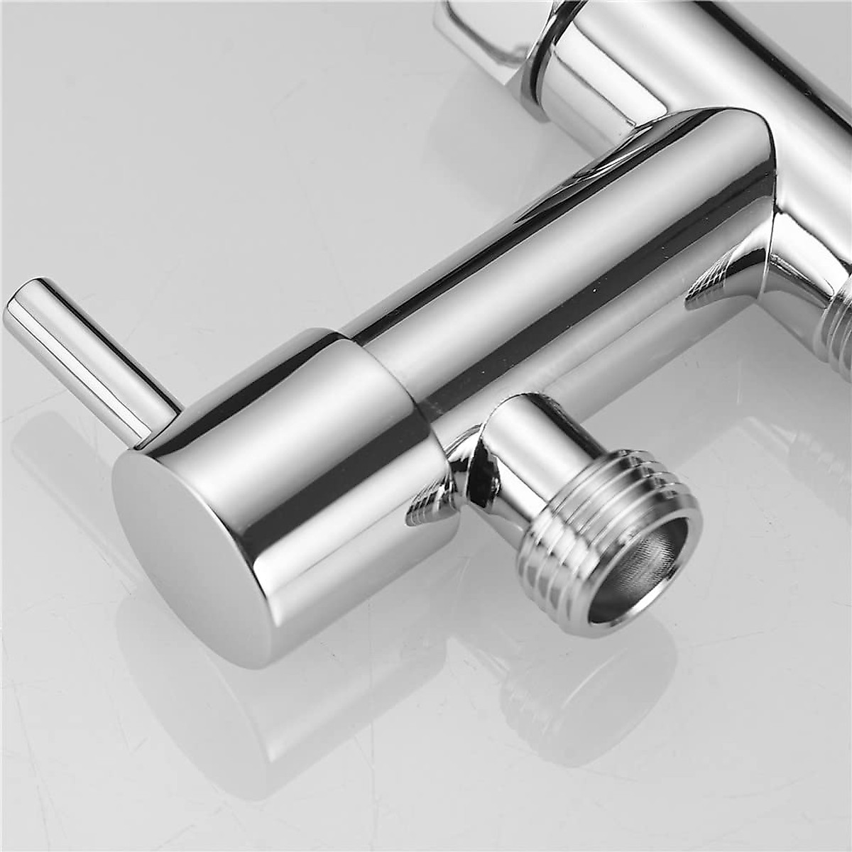 Weirun Bathroom Brass 3-way T Adapter with Shut-off Valve Water Diverter for Bidet Handheld Sprayer,Chrome