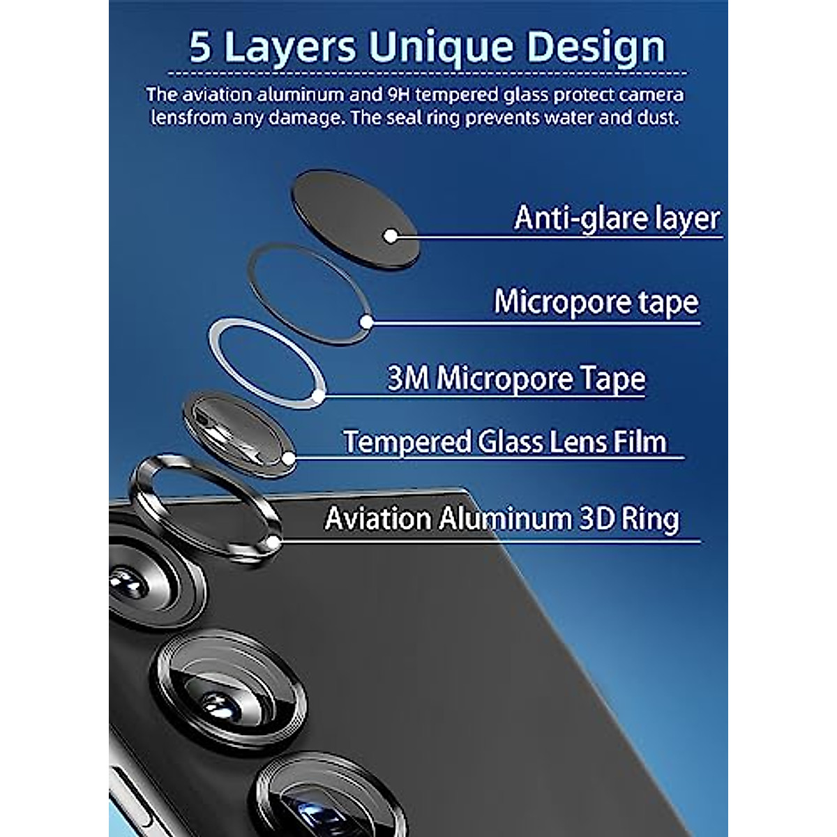 ZXZone [2Packs For Samsung Galaxy Z Fold5 Lens Protector, Premium Tempered Glass Glitter Diamond Metal Camera Lens Protector for Samsung Galaxy Z Fold 5 (Black)
