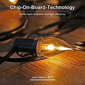 Visther C7 LED-COB Night Light Bulbs, E12 Base Candelabra Replacement Bulb, Warm White String Light, 0.6W Equivalent 7W (6 Pack)
