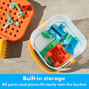 Educational Insights Design & Drill Build-It Bucket with Electric Drill Toy, 41 Pieces, Preschool STEM Toy, Gifts For Boys & Girls, Ages 3+