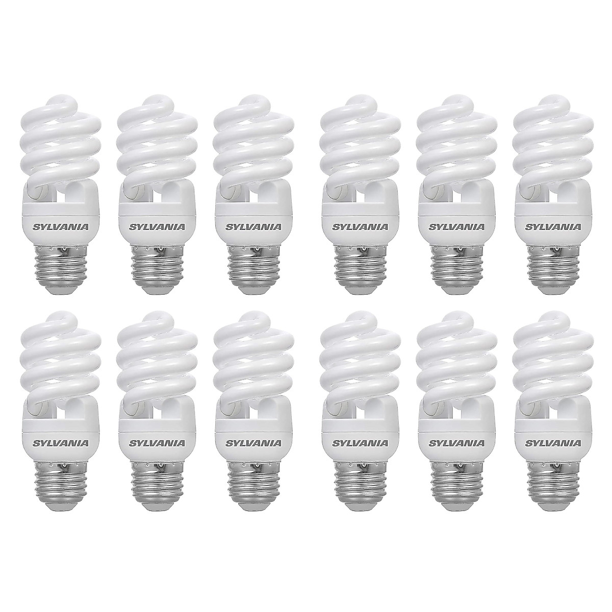 LEDVANCE (12 Bulbs) Sylvania CFL T2 Twist Light Bulb, 2700K Soft White, 60 watt Equivalent, Efficient 13 watts, 850 Lumens, Medium Base - 12 Pack Compact Fluorescent