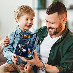 Rocket Launcher for Kids, Self Launching Motorized Air Rocket Toy, Outdoor Toys for Ages 8-12, Model Rockets with Parachute Safely Land, Spaceship Launch up to 200 ft Birthday Gifts for Boys