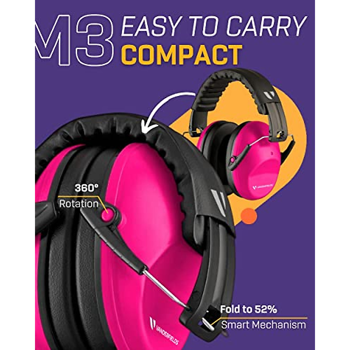 Vanderfields Hearing Protection Headphones 20dB Noise Reduction, Noise Cancelling Ear Muffs for Adults-Passive Ear Protection for Shooting Range, Fireworks, Construction, Lawn Mowing Safety Ear Muffs