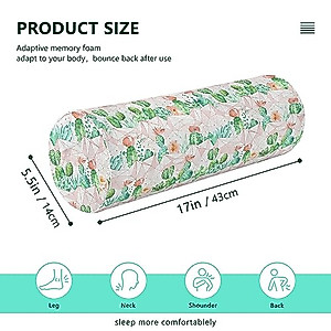 Vnurnrn Succulents Cactus Peach Neck Support Pillow Round Neck Roll Bolster Cylinder Pillow Cervical Pillows Round Neck Pillow for Leg Knee Back Head Support for Bedroom Camp Work Women Men