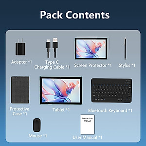 ECOPAD 2023 Android Tablet with Keyboard, Android 13 Tablet 8GB RAM 128GB ROM 1TB Expandable,10" Inch IPS 1280 * 800 Android Tablet with 2.4GHZ WiFi,BT 5.0 (Blue)