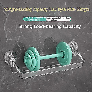 LYZOLICS Shower Caddy Reusable Suction Cup Shelf Clear Bathroom Shower Organizer Drill-Free Strong Suction Shower Shelves Storage Basket for Bathroom (Clear Basket) (4.33inch)