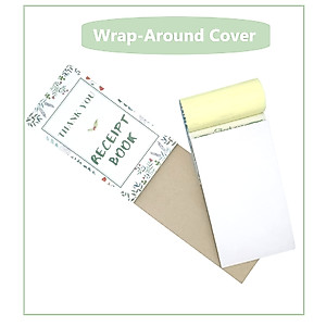 Thank You Receipt Book for Small Businesses 4x7 inches 2-Part Carbonless White Yellow 50 Sets 100 Sheets per Book with Wrap Around Cover Blank Signature Stamp Section 1 Pack Green