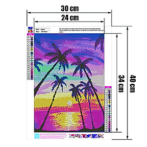 DIY 5D Diamond Painting by Number Kit,Crystal Rhinestone Diamond Embroidery Paintings Cross Stitch for Home Wall Decor Rainbow Coconut Tree,11.8 x 15.7 inch