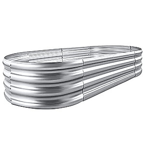Land Guard Galvanized Raised Garden Bed Kit, Galvanized Planter Raised Garden Boxes Outdoor, Oval Large Metal Raised Garden Beds for Vegetables………