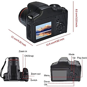 Acuvar Digital Camera, 16 MP Photo Camera Mini Digital SLR Camera, CMOS Sensor 2.4“ TFT LCD Compact with 32GB SD Card, Card Holder, Card Reader, 16X Digital Zoom Video for Children Adults Beginners