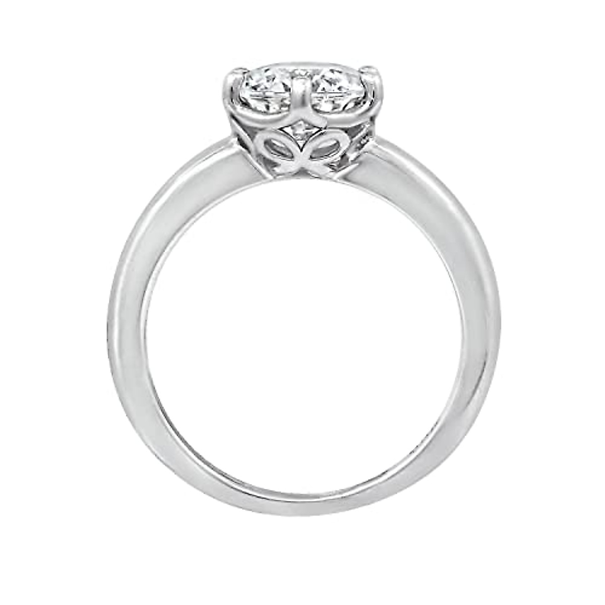 Amazon Essentials Platinum-Plated Sterling Silver Solitaire Ring set with Round Infinite Elements Cubic Zirconia (2 cttw), Size 6 (previously Amazon Collection)