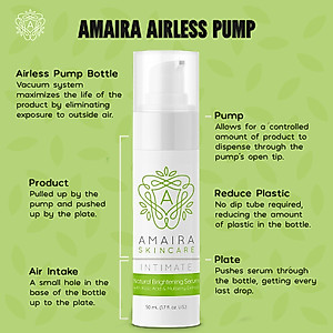 Amaira Skincare Intimate Natural Brightening Serum - Kojic Acid Dark Spot Corrector - Formulated for Sensitive Skin and Private Areas - Natural Plant-Based Formula (1.7 fl oz)
