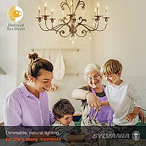 LEDVANCE Sylvania Reduced Eye Strain B10 LED Light Bulb, 40W = 4W, 13 Year, Medium Base, Dimmable, Clear, 2700K, Soft White - 12 Pack (41227)