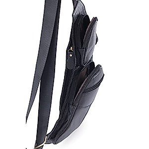 KPYWZER Leather Sling Backpack for Men Women Sling Bag Chest Crossbody Shoulder Outdoor Travel Camping Tactical Casual Daypack Black