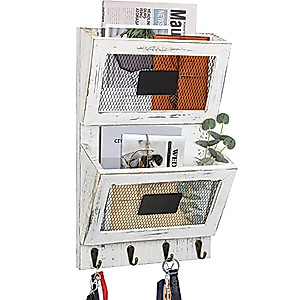 Mail Holder for Wall with Key Hook, Mail Organizer Wall Mount with Key Holder, Hanging Mail Organizer Wall, Key and Mail Holder for Wall Organizers and Storage