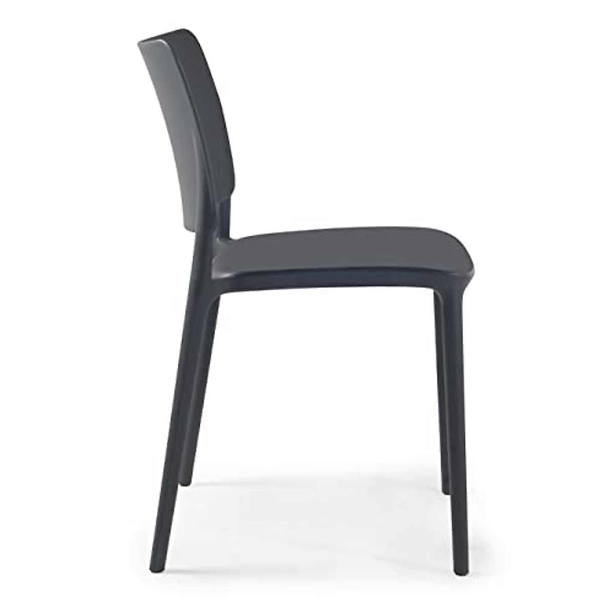 Omax Decor Cleo Indoor or Outdoor Modern Stackable Patio Dining Side Chair-(Set of 2), Anthracite