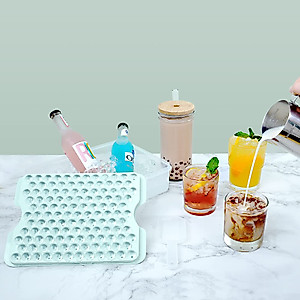 Combler Upgraded Material Ice Cube Trays for Freezer, 123X3 Pcs Mini Ice Cube Tray with Lid and Bin, Easy Release, Pebble Ice Maker for Chilling Coffee Drinks, Pink Kitchen Accessories