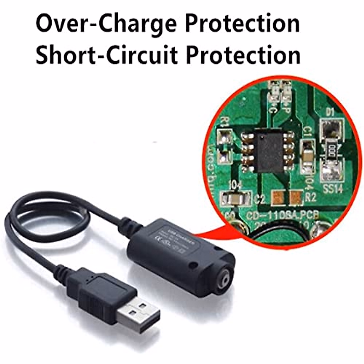 Smart USB Thread Charger Cable, Smart Rechargeable Adapter Device with LED Indicators Over-Charge Protection Electronic (Single)