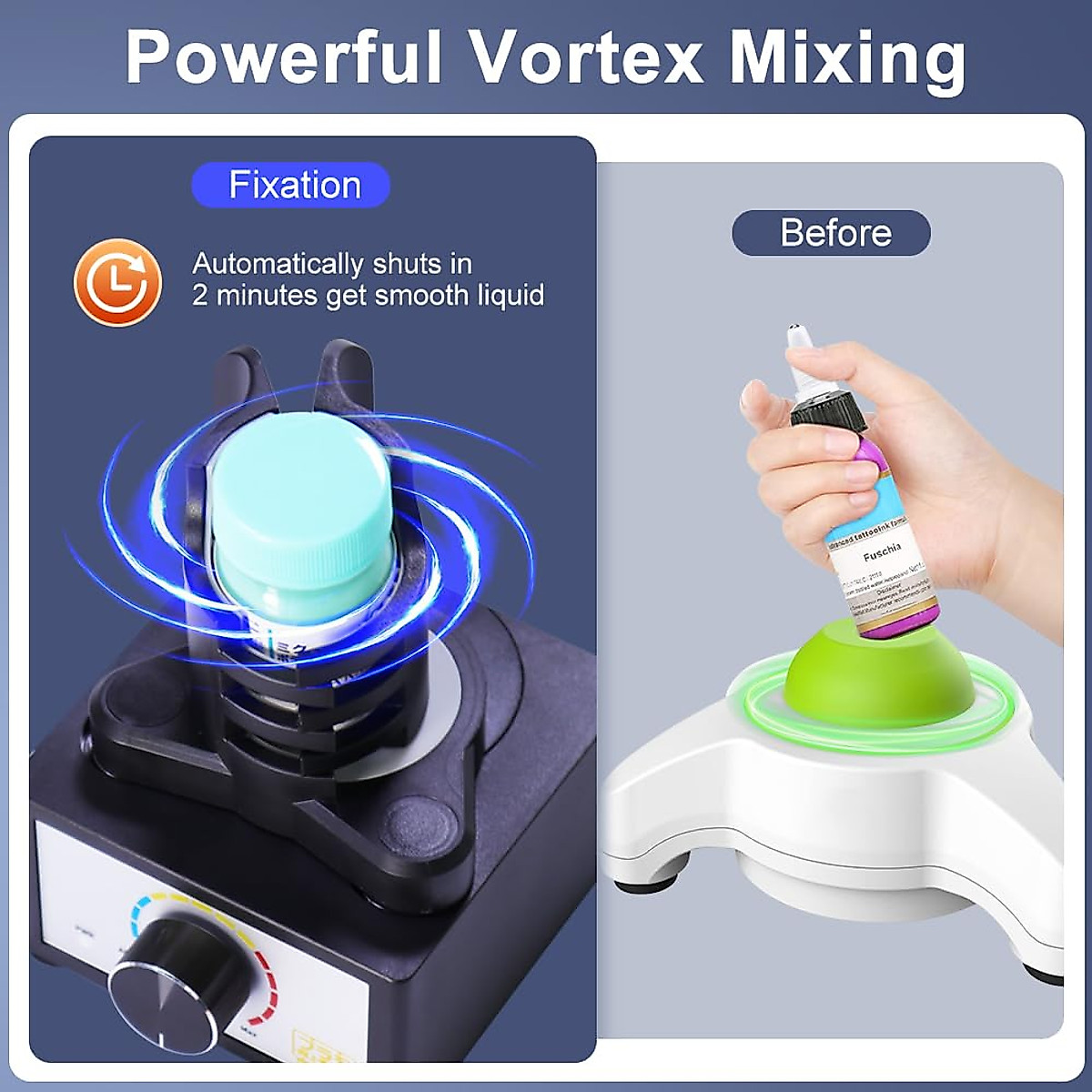GUNDDIYCLUB Mini Vortex Mixer, DIY/Gundam Model Paint Shaker, Hands-Free, 300~2400rpm, Three-Stage Speed Mix, Suitable 10-100ml Shaker, for Paint, Nail Polish, Lab, Paints Acrylic, Eyelash Adhesives