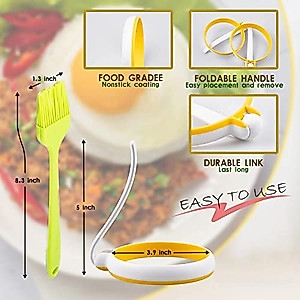 Silicone Egg Rings Pancake Molds, Nonstick 4 Inch Crumpet Rings Shaper Round Egg Molds with Silicone Pastry Brush for Frying Eggs English Muffin Breakfast Sandwich Burger