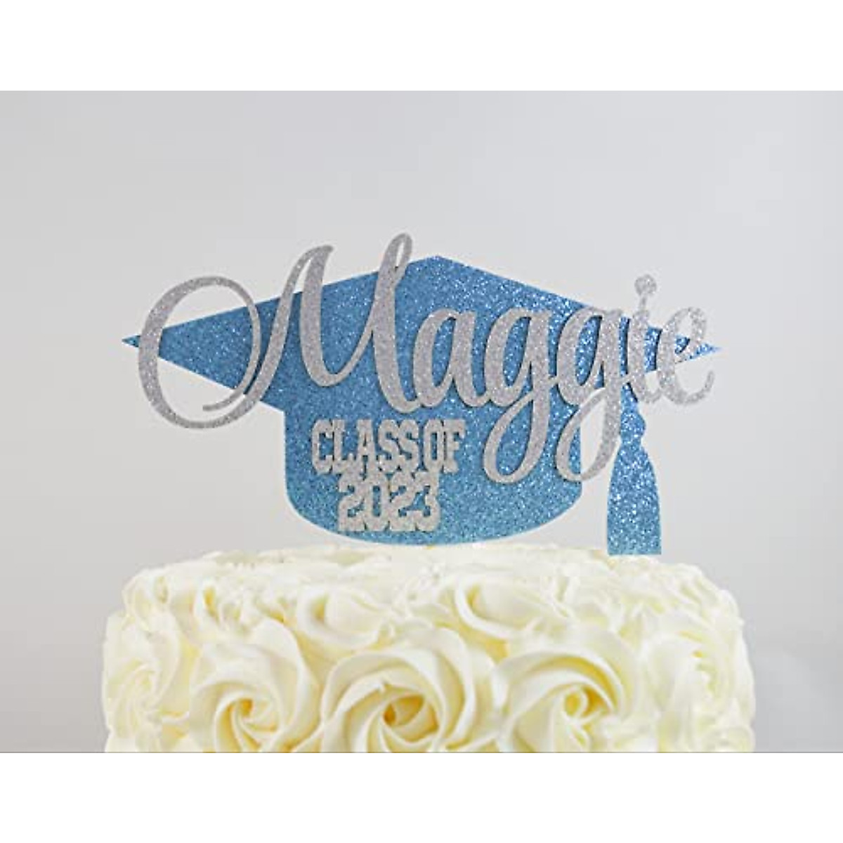 Personalized 2023 Graduation Cap Glitter Paper Party Cake Topper