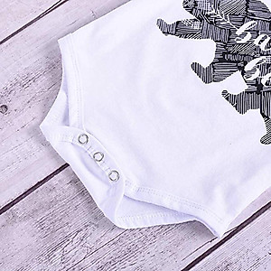 Newborn Baby Boy Clothes Baby Bear Letter Print Romper+Long Pants+Hat 3PCS Outfits Set White