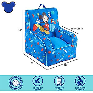 Idea Nuova Disney Mickey Mouse Kids Nylon Bean Bag Chair with Piping & Top Carry Handle, Large