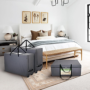 Cuddly Nest Rolling Folding Mattress Storage Bag - Heavy Duty Storage Container Fits for Tri-Fold Mattress Christmas Tree with 2 Wheels & Handles(Fits 6" QUEEN Mattress)