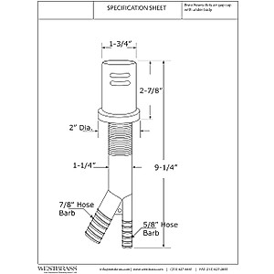 Westbrass A200-1-20 1-3/4" x 2-3/4" Solid Brass Air Gap Cap Kit, Skirted, 1-Pack, Stainless Steel