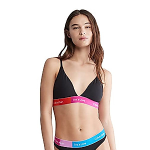 Calvin Klein Women's This is Love Lightly Lined Triangle Bra, Black, Small