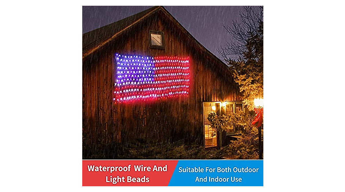 American Flag Lights with 420 LEDs for Patriotic Celebrations