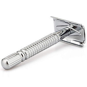 BAILI Classic 3-Piece Double Edge Safety Razor Wet Shaving for Men Women with Platinum Blade and Mirrored Travel Case BD171