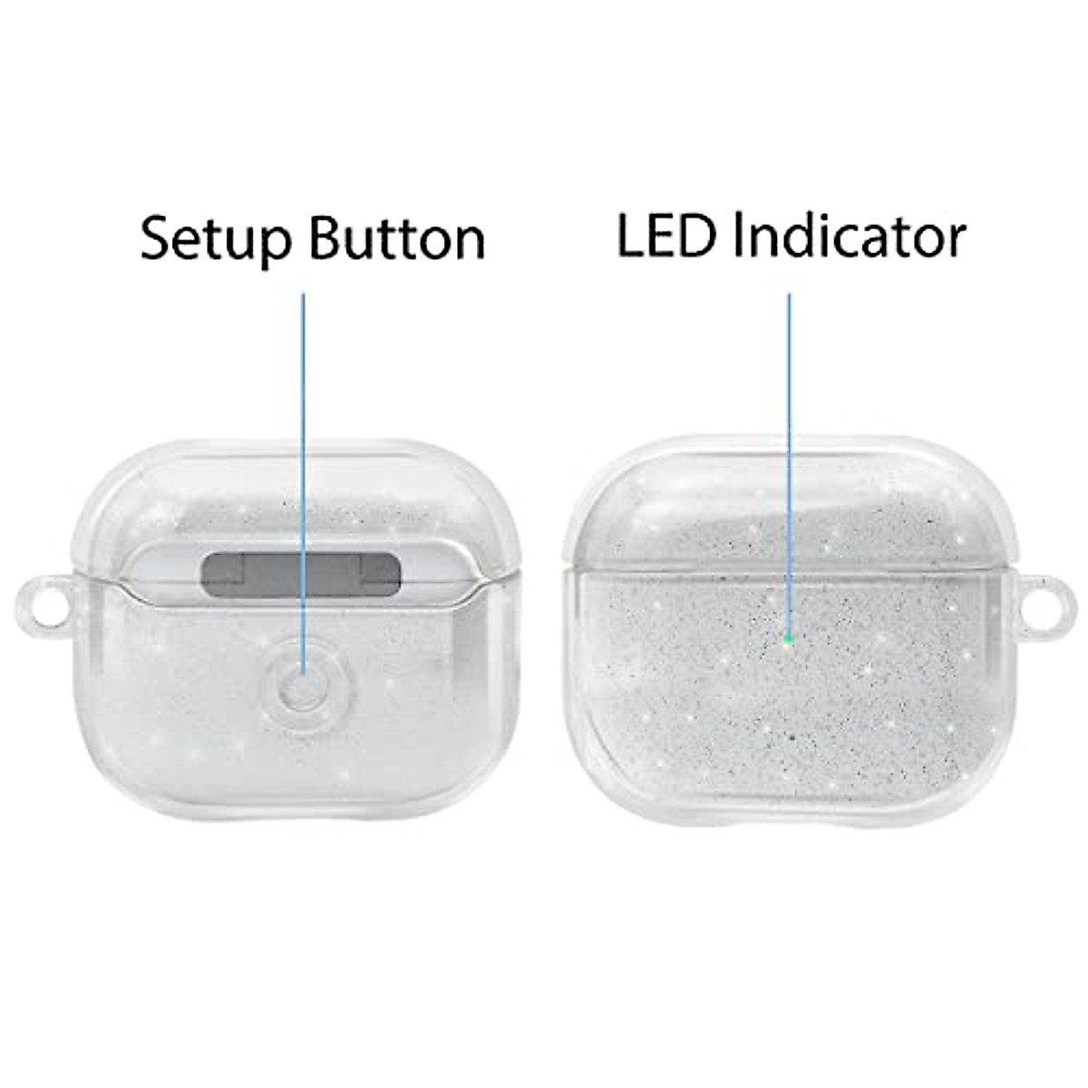 Fingic Compatible with AirPods 3rd Generation Case, AirPods 3 Case Glitter Sparkle Cover with Keychain Full Body Protective Stylish Shockproof Soft TPU for AirPods 3 Case 2021, Clear