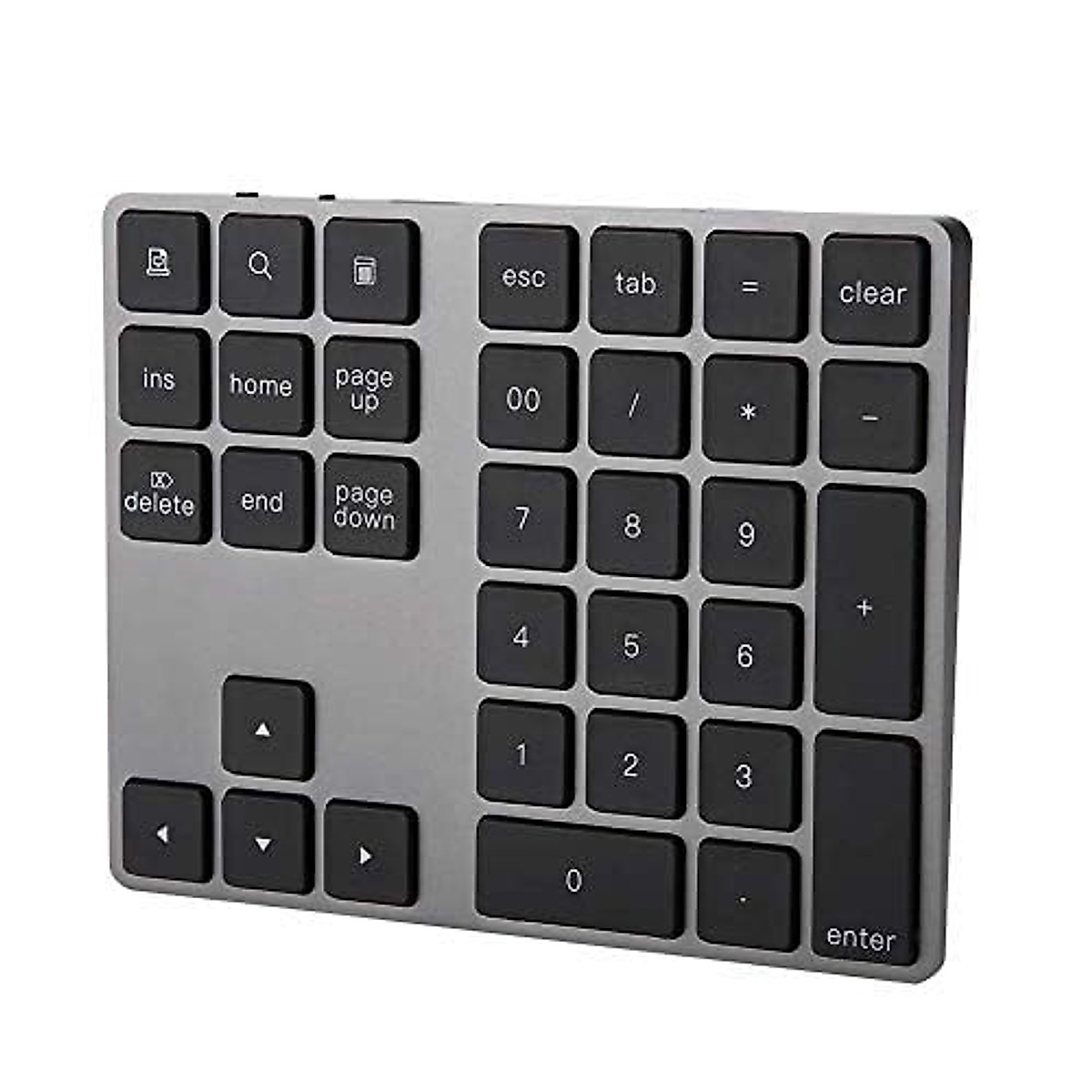 Numeric Keypad, Rechargeable Aluminum Alloy 34 Keys Mini Bluetooth Numpad, Slim External Numpad Keyboard Data Entry Support Windows, iOS, Android System