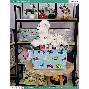FANKANG Storage Basket,Nursery Hamper Canvas Laundry Basket Foldable with Waterproof PE Coating Storage, Office, Bedroom, Clothes,Toys (Rec-Car)