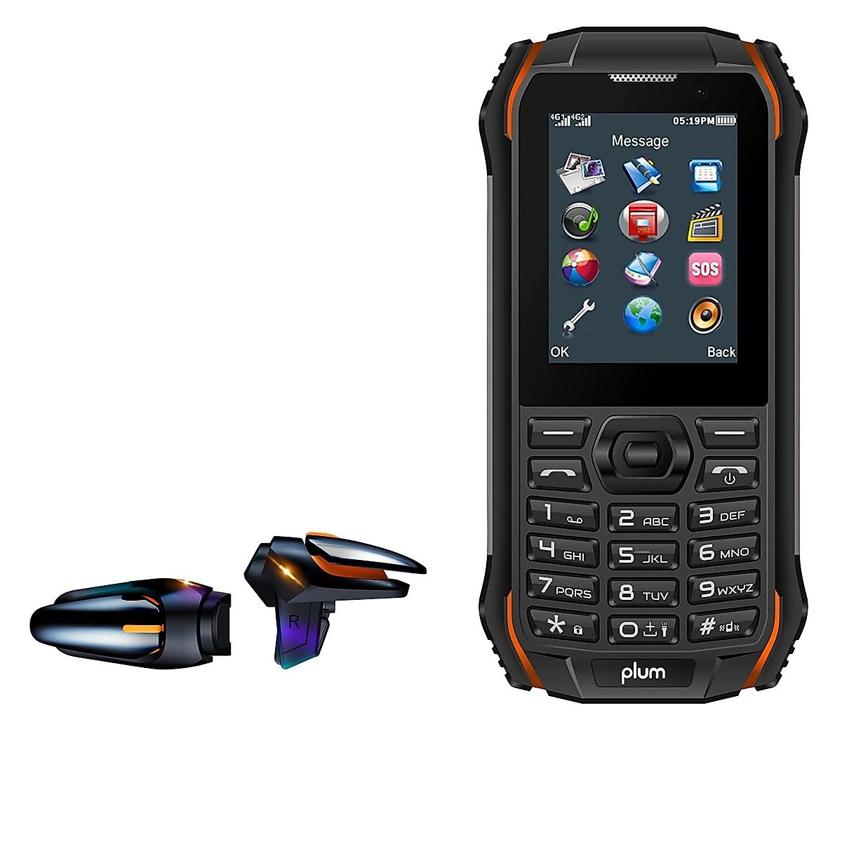 BoxWave Gaming Gear Compatible With Plum Ram 10 - Touchscreen QuickTrigger Auto, Trigger Buttons Autofire Gaming Mobile FPS - Jet Black