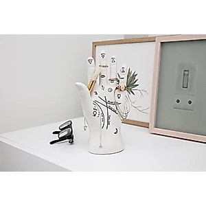Kikkerland Palm Reader Jewelry Display Mannequin Holder Organizer Storage Stand, White, for Rings, Bracelets, Decoration