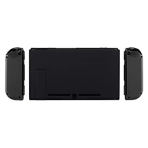 eXtremeRate Soft Touch Grip Black Console Back Plate DIY Replacement Housing Shell Case for Nintendo Switch Console with Kickstand – JoyCon Shell NOT Included