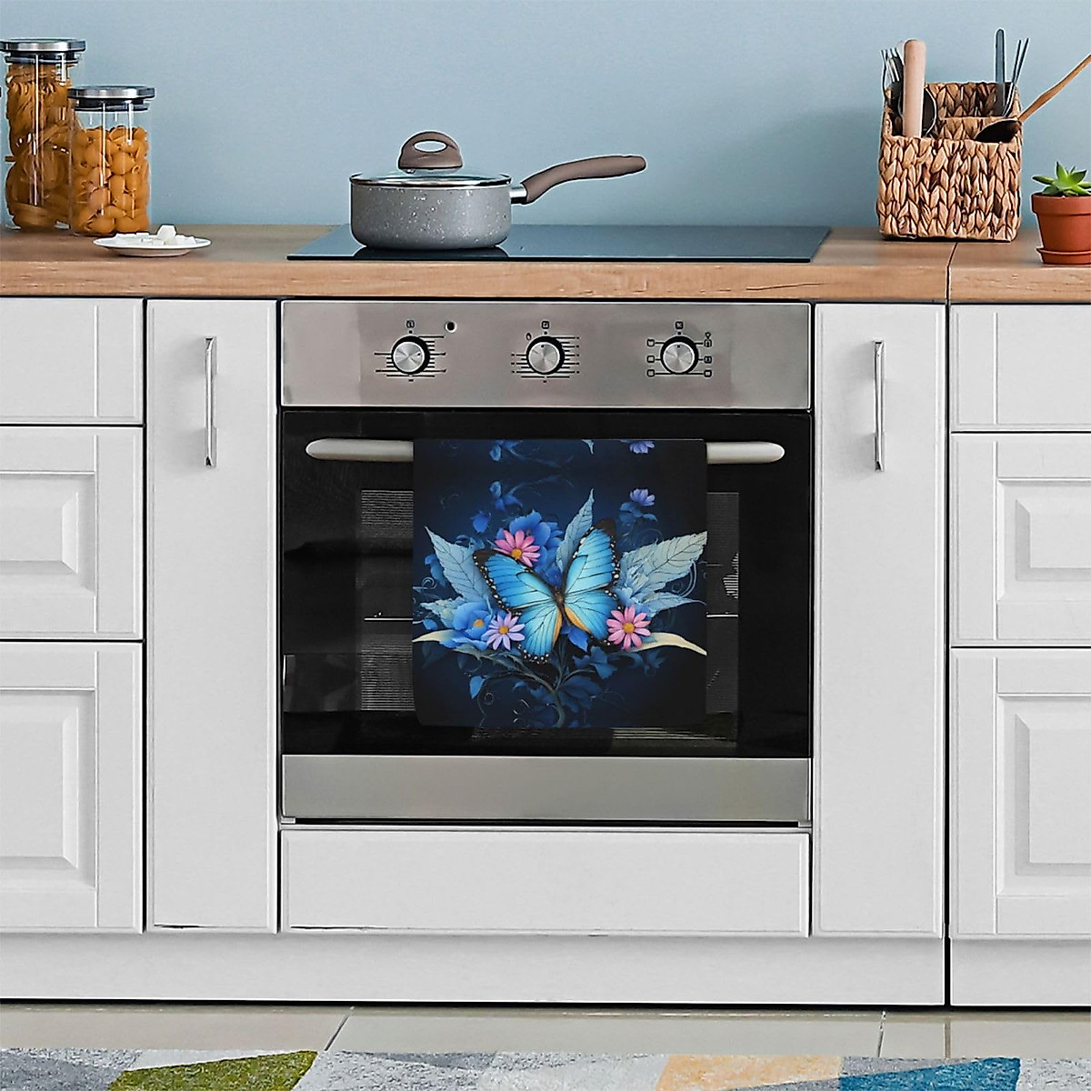 Dujiea Blue Butterfly Flower Kitchen Dish Towels Decorative Hand Towels Absorbent Microfiber Towel Multipurpose for Bathroom Hotel Gym Spa 15 X 27 Inches