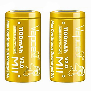 Vapcell 3.7v 1100mah Flat Top 18350 10A Discharge high Drain Li-on IMR Rechargeable Lithium Battery 2pcs