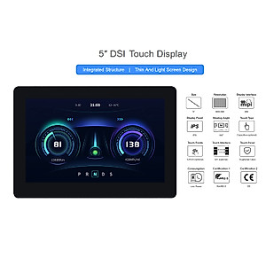 5inch DSI Touch Display for Raspberry Pi 4B/3B+/3A+/3B/2B/B+/A+, Thin & Light Touch Screen 800×480 Resolution IPS Display, Support 5-Point Capacitive Touch