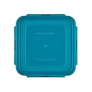 Rachael Ray Leak-Proof Nestable Container Food Storage Bin Set, 10-Piece Square, Teal Lid