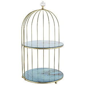 Minkissy Makeup Organizer Cosmetics Iron Storage Rack Bathroom Countertop Organizer, Birdcage Shape- Cosmetic Rack Double Layer
