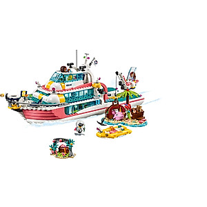 LEGO Friends Rescue Mission Boat 41381 Toy Boat Building Kit with Mini Dolls and Toy Sea Creatures, Rescue Playset Includes Narwhal Figure, Treasure Box and More for Creative Play (908 Pieces)