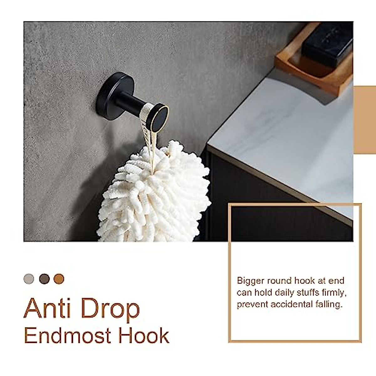 APLusee Matte Black Robe Towel Hook, Stainless Steel Modern Coat Hook, Utility Shower Towel Hanger for Bathroom Kitchen Home Storage